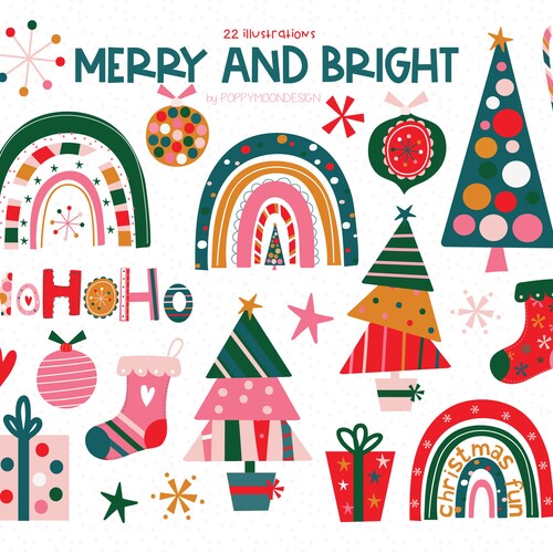 Festive Fun Festive Illustrations Printable Digital Clipart - Etsy