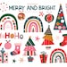 Merry and Bright Festive Illustrations Printable Digital | Etsy