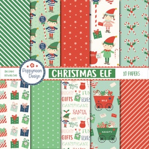 Christmas Elf, Printable Digital Paper Pack - Etsy