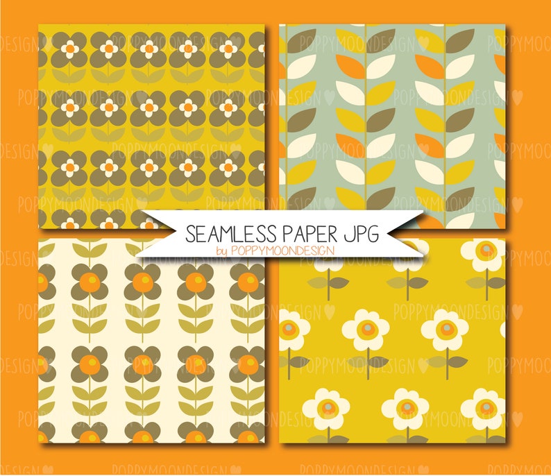 Retro Flowers, Vintage Floral, Printable Seamless Digital Paper Pack - Etsy