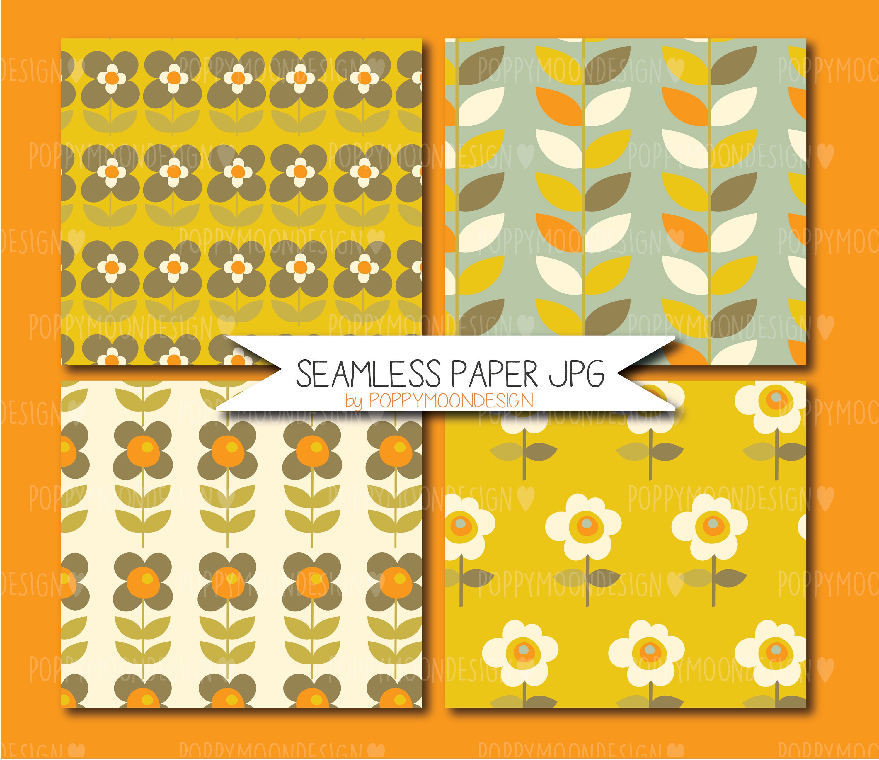 Retro Flowers, Vintage Floral, Printable Seamless Digital Paper Pack - Etsy
