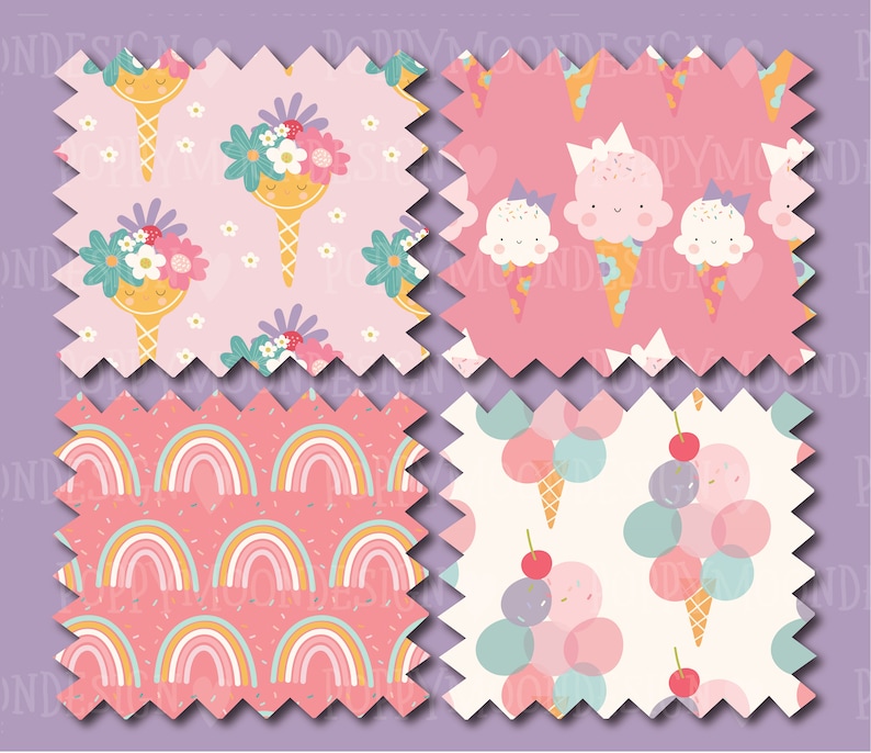 Sweet Treats Digital Paper Set - Summer Pink Pastels & Ice Cream Design ...