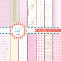 Pink Digital Paper Baby Girl Pink Digital Papers, Scrapbooking, Mouse ...