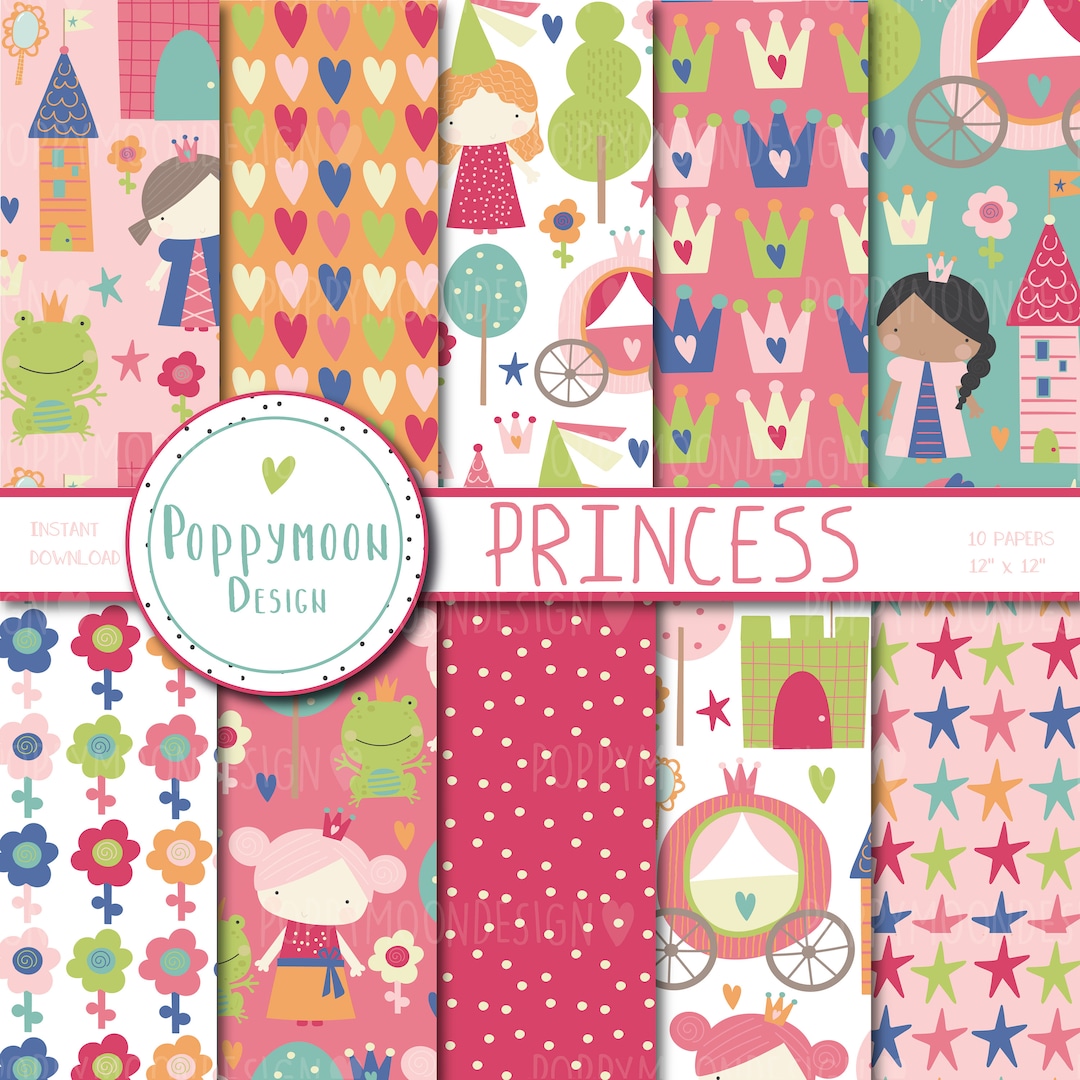 Princesses Pattern, Fairytale, Printable Digital Paper Pack - Etsy