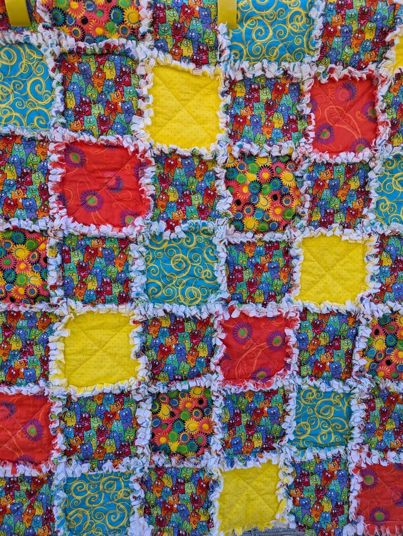 Handmade Crazy Cats Rag Quilt: Child Size Cotton Flannel (37" X 32") - Etsy