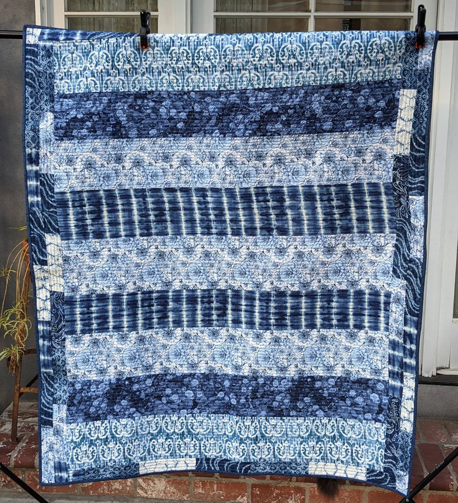 Quilts for Sale, Handmade Indigo Blue Quilt, Approx 56 X 48 Ready to ...