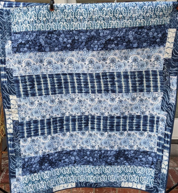 Quilts for Sale Handmade Indigo Blue Quilt Approx 56 X 48 Ready to Ship Etsy