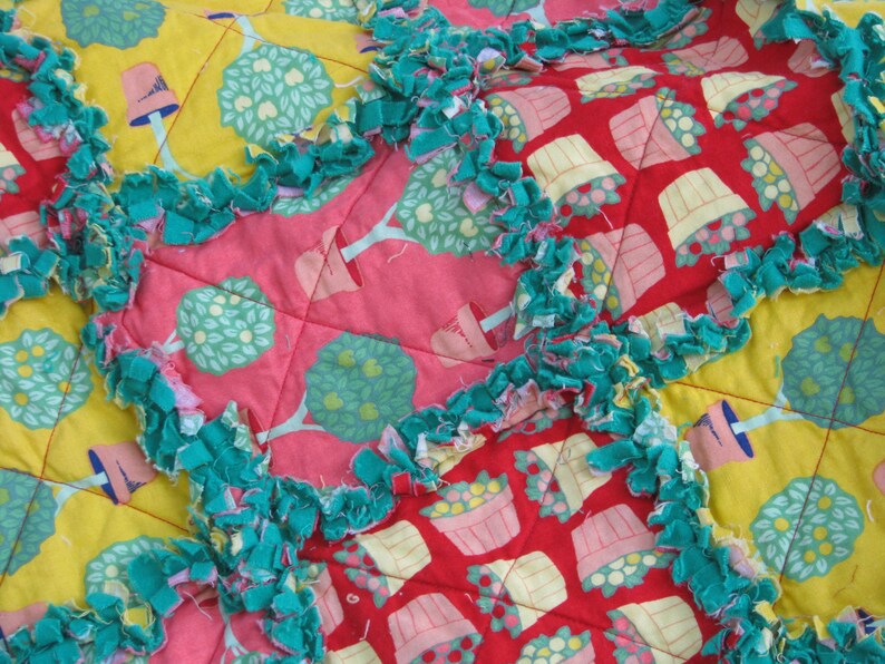 Rag Quilt for Sale Fruit Trees & Baskets Two Rag Lap Quilt | Etsy