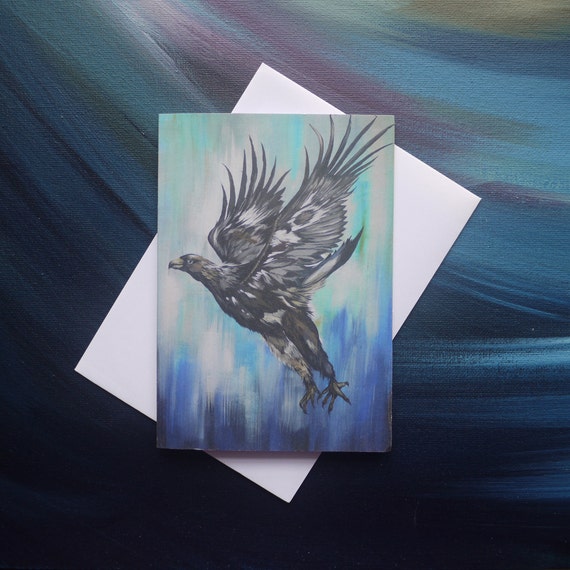 Golden Eagle Art Print Greeting Card Blank Inside Just | Etsy