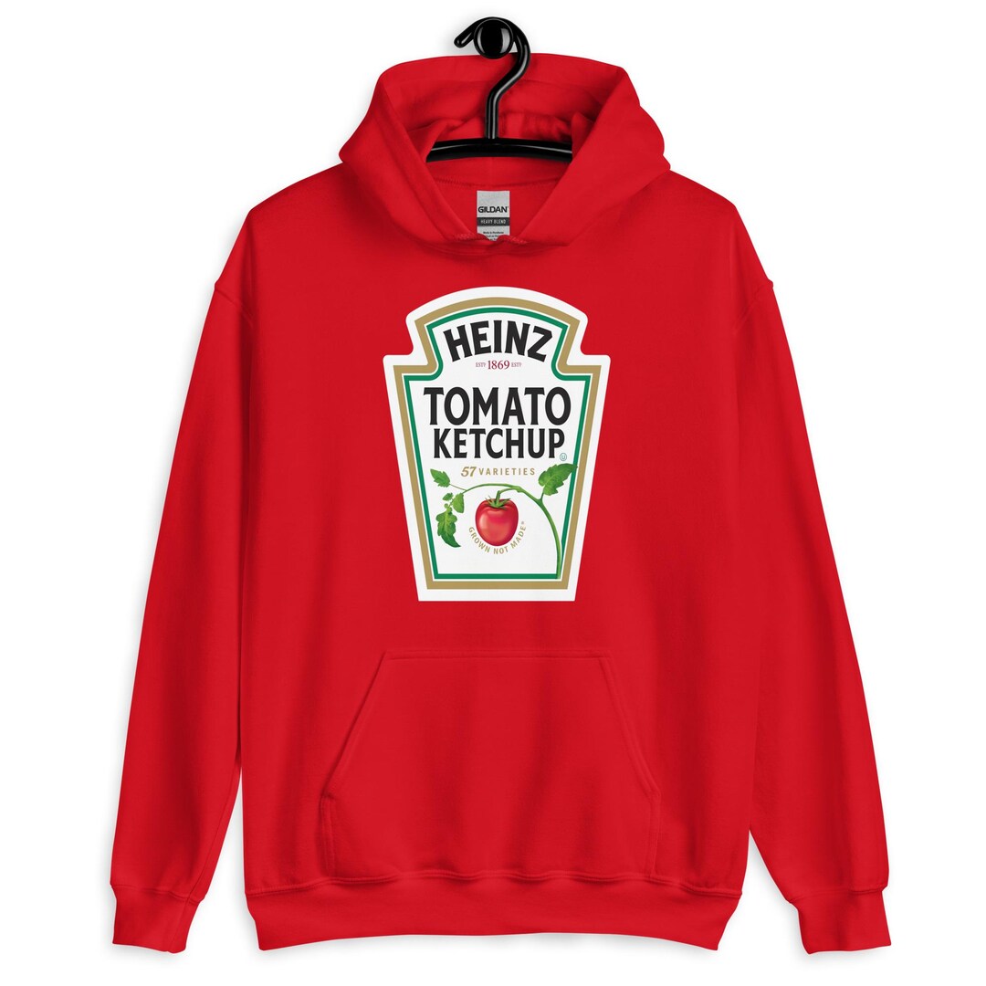 Red Hoodie Jumper With Retro Ketchup Label - Etsy