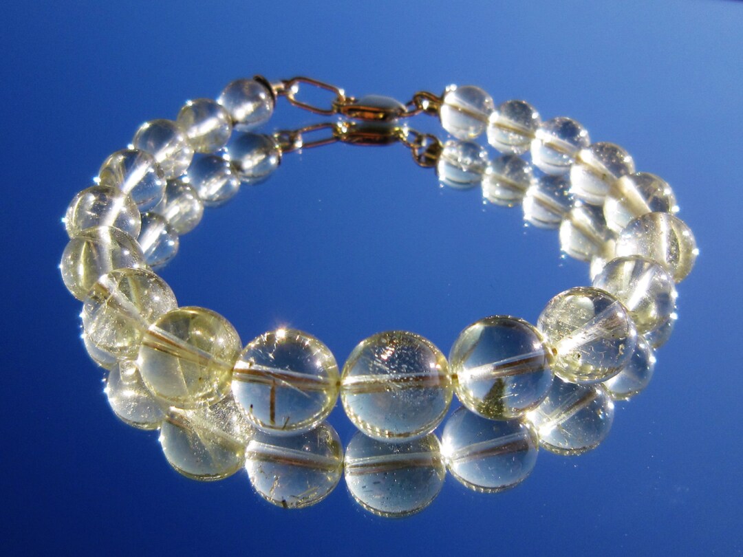 Very Rare Berill Var. Heliodor Round Beaded Bracelet , Ukraine , 7.3 10 ...