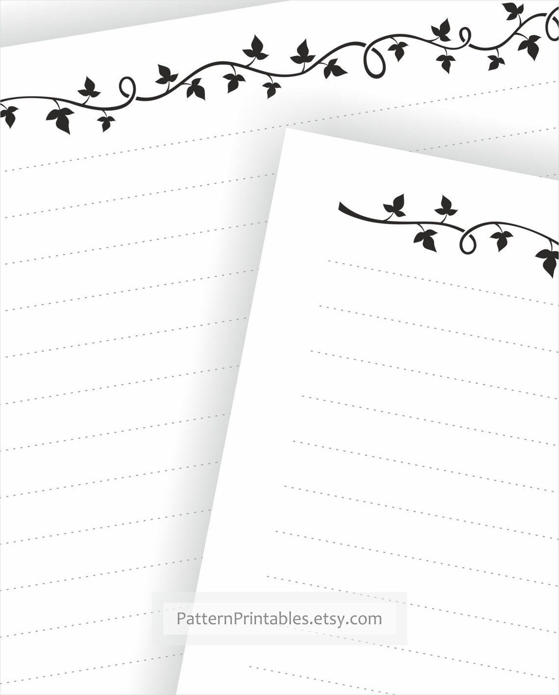 Printable lined letter writing paper. Simple black and white | Etsy
