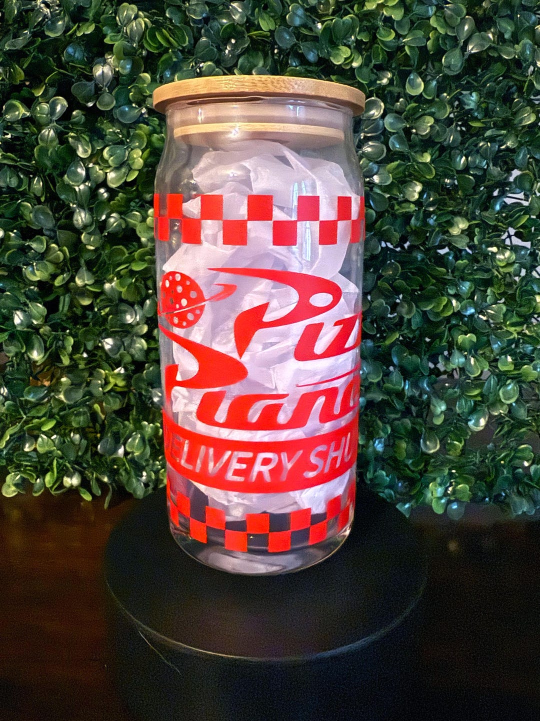 20oz PIZZA PLANET W/ Checker Board Design | Beer Can Glass | Iced ...