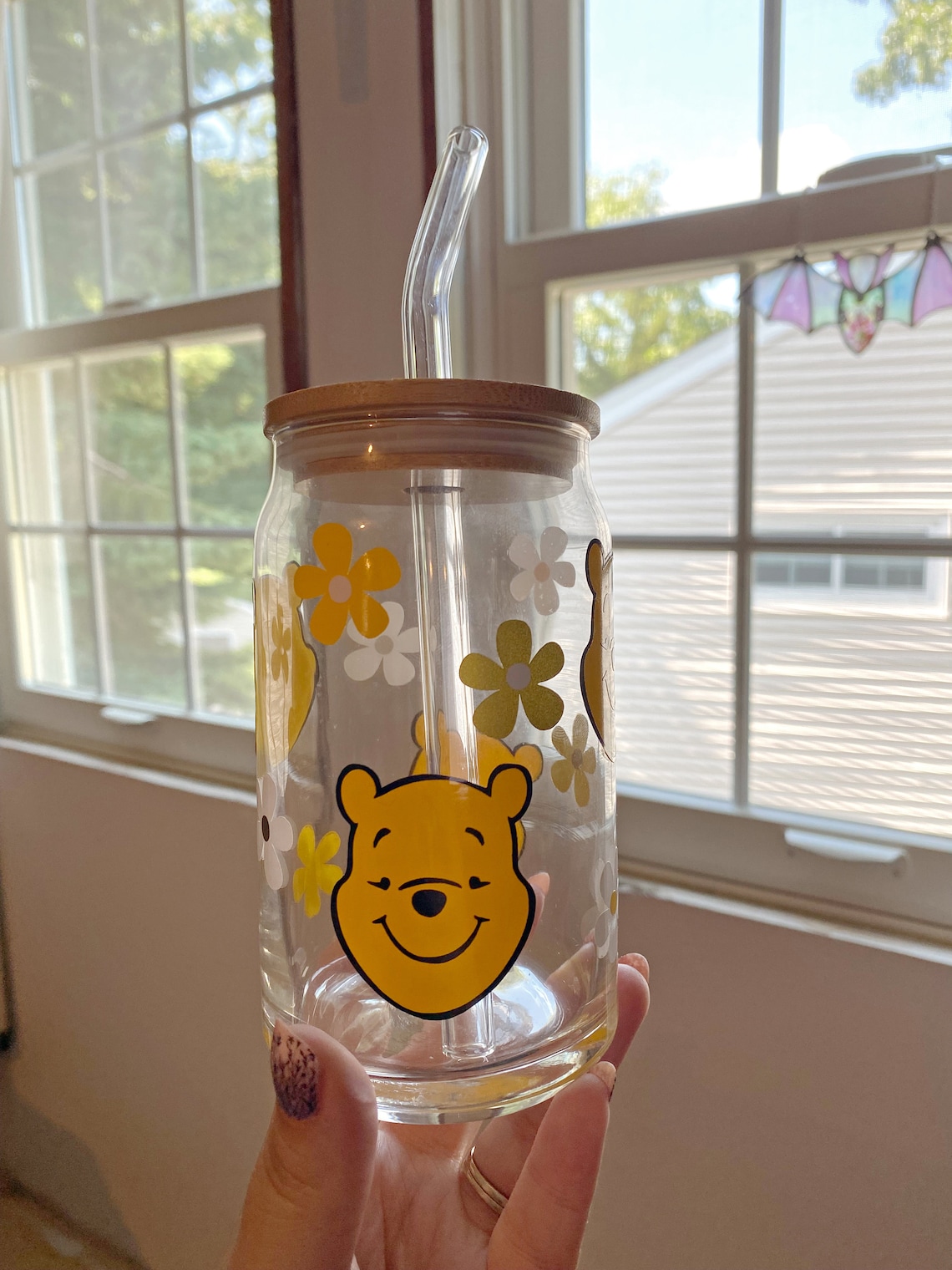 16oz Glass Winnie the Pooh Cup Winnie the Pooh Winnie the Pooh Tumbler ...