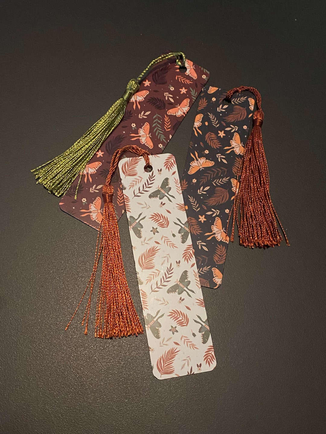 Luna Moth Pattern Bookmark SET Brown, White, Maroon Sublimated Metal ...