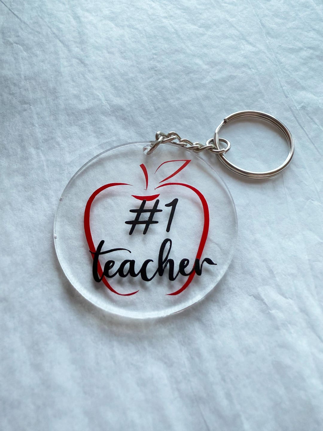 Number 1 Teacher | #1 Teacher Keychain Gift | Clear Acrylic Keychain ...