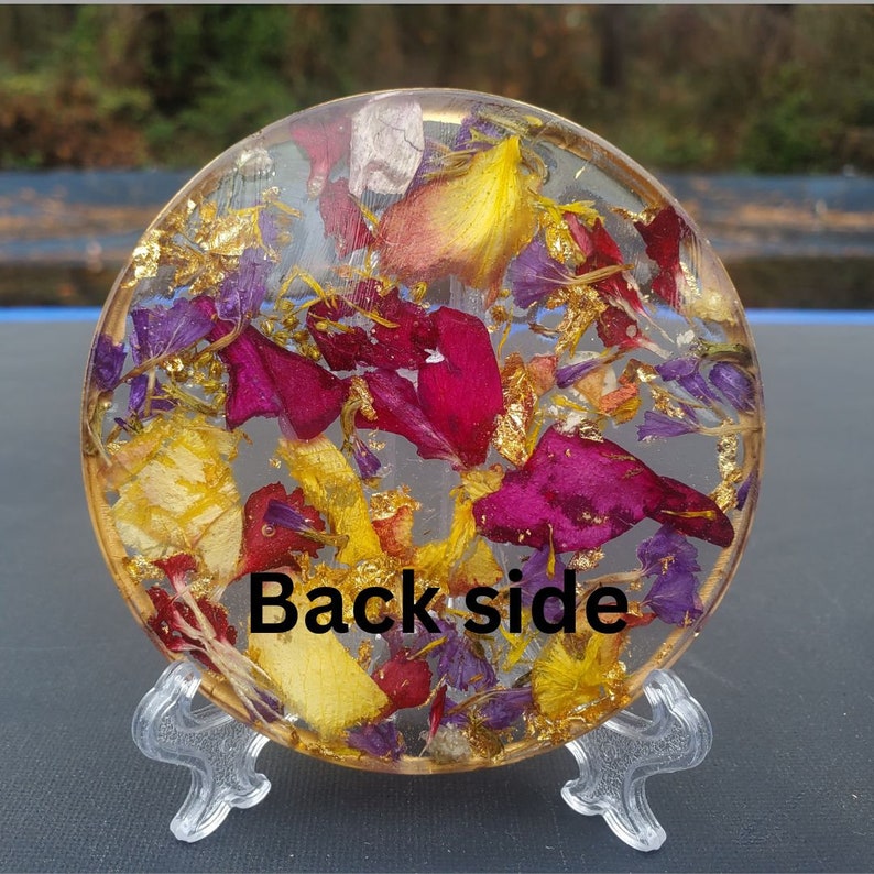 Pressed Flower Resin Art, Purple Flower Petals, Small Coaster Size Home ...