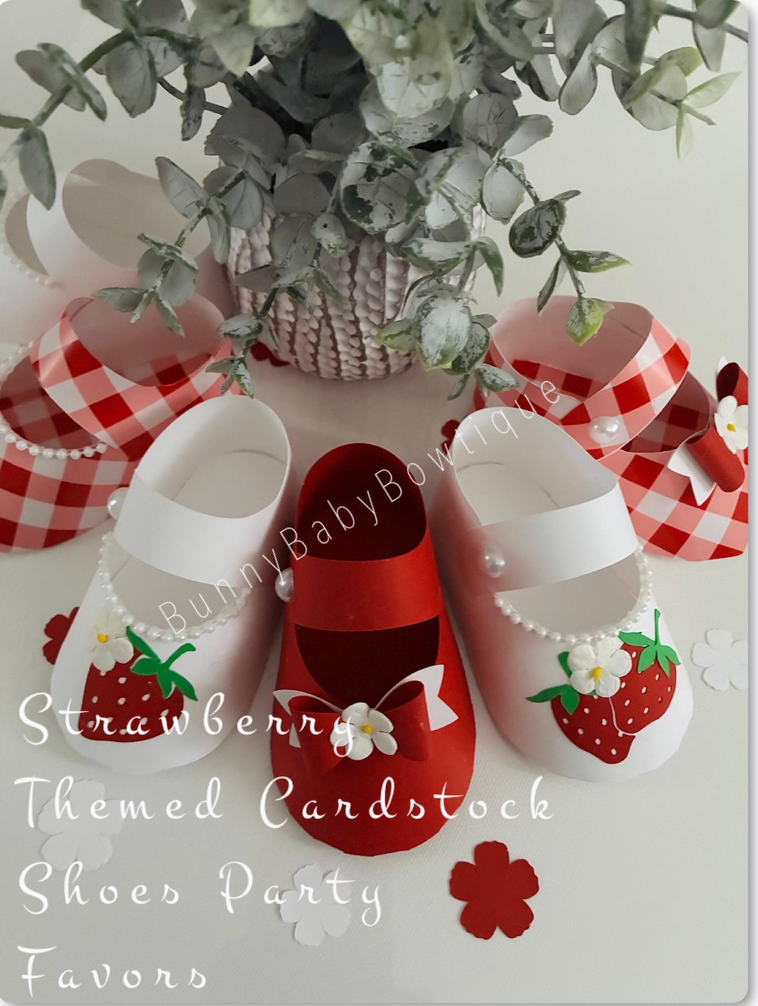 Strawberry Theme Cardstock Baby Shoes: Quantity of 10 Single Shoes. - Etsy