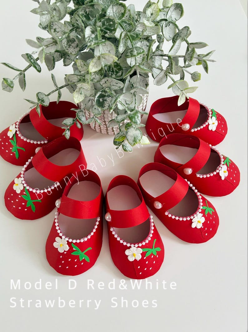Strawberry Theme Cardstock Baby Shoes: Party Favors, Table Decor ...