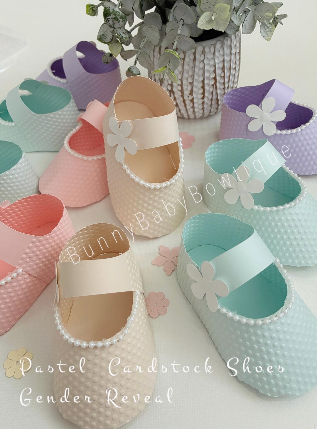 Set of 10 Individual Shoes (no Pairs) Pastel Colors Embossed Cardstock ...