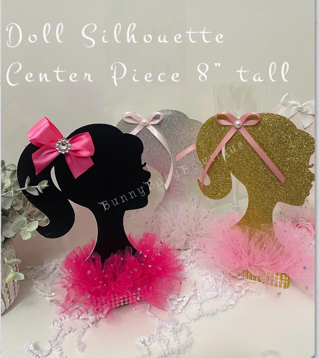 8 Tall Double Sided Glitter Cardstock Doll Silhouette Cake Topper ...