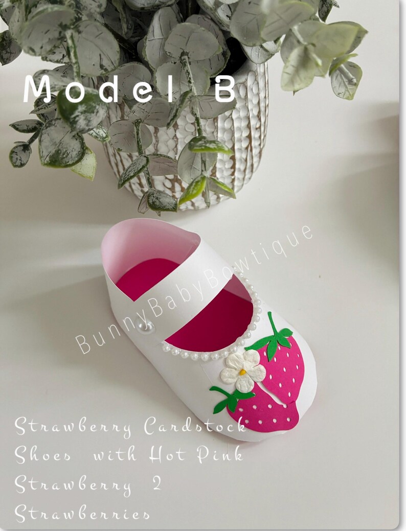 Strawberry Theme Cardstock Baby Shoes: Party Favors, Table Decor ...