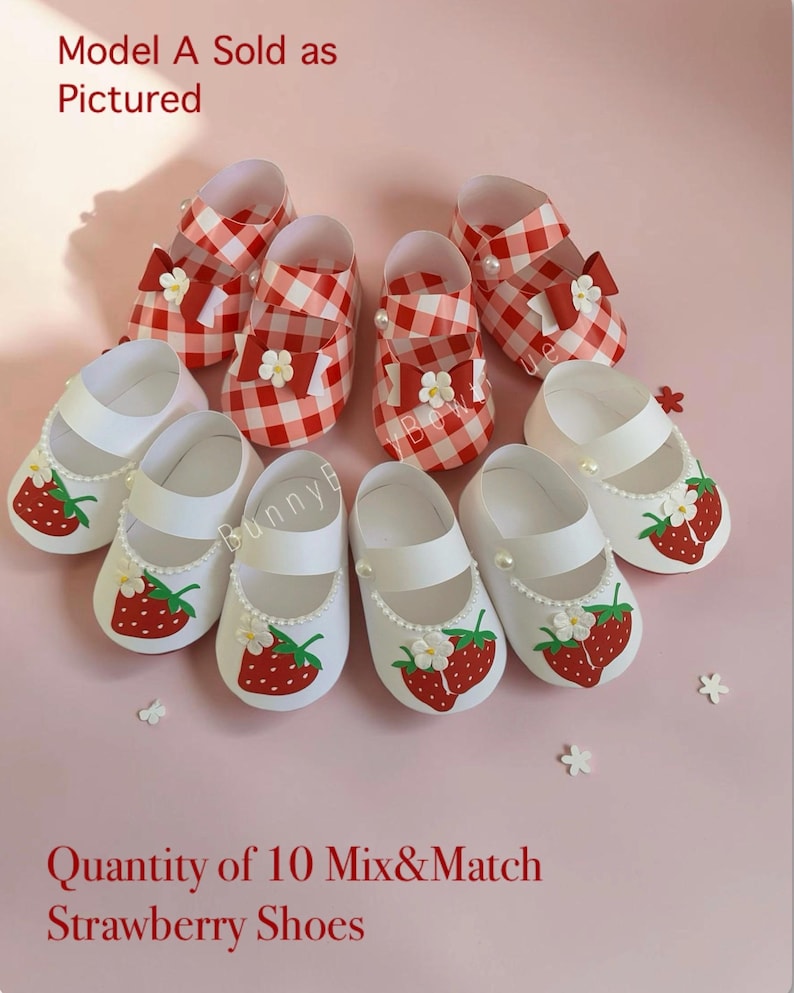 Strawberry Theme Cardstock Baby Shoes: Quantity of 10 Single Shoes. - Etsy
