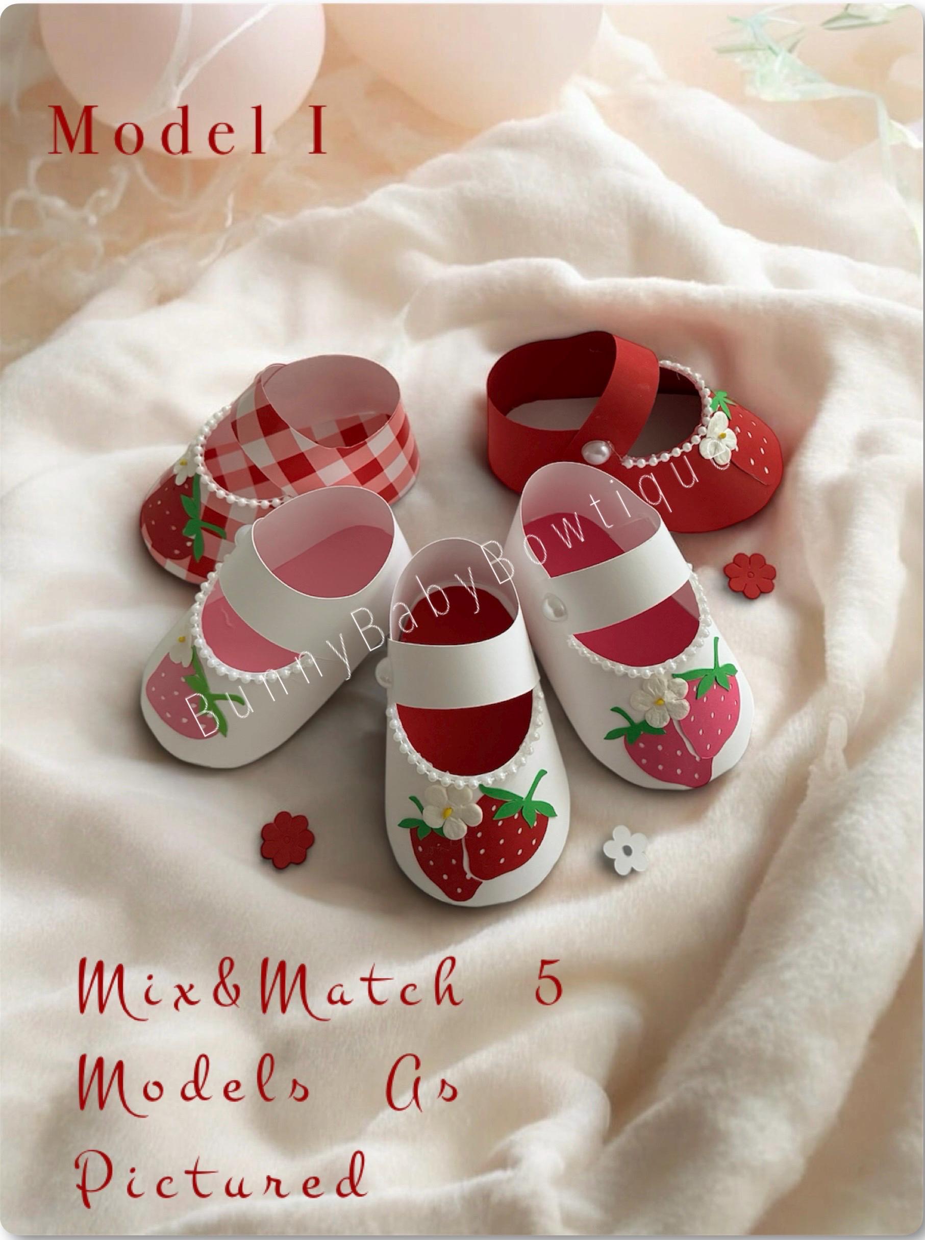 Strawberry Theme Cardstock Baby Shoes: Party Favors, Table Decor ...