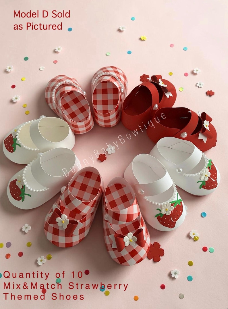 Strawberry Theme Cardstock Baby Shoes: Quantity of 10 Single Shoes. - Etsy