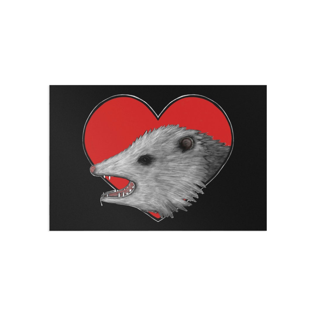 4x6 ART PRINT POSTCARD 'possum Love Goblincore Screaming Opossum Dark ...