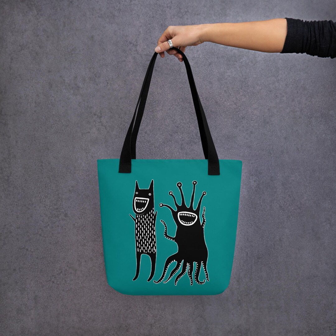 TOTE BAG Monsters Goblincore Folk Art Quirky Whimsical Birthday Gifts ...