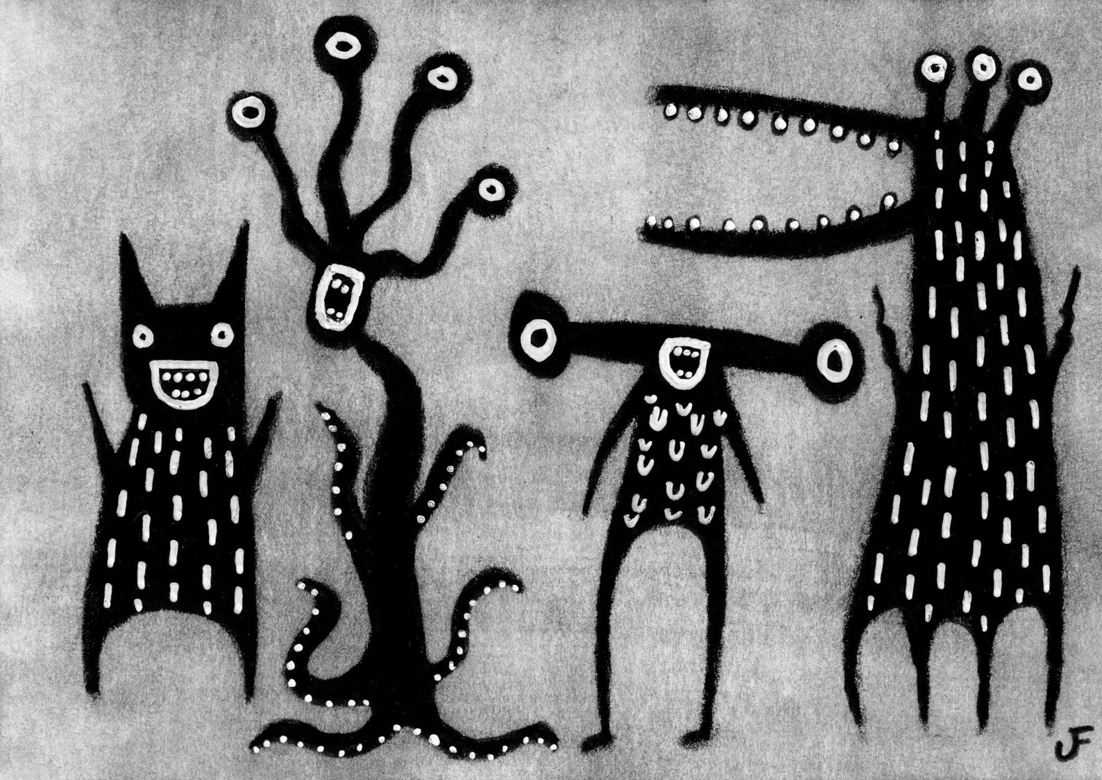 ACEO ART PRINT Monster Illustration Outsider Folk Art Trading - Etsy