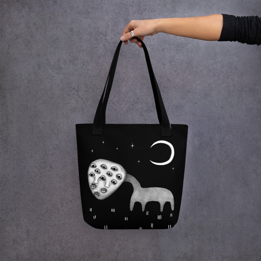 TOTE BAG Weird Monster Alien Gothic Weirdcore Folk Art Birthday ...