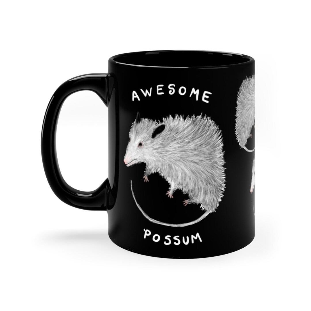 11oz BLACK COFFEE MUG Awesome 'possum Goblincore Dark Academia Weird ...