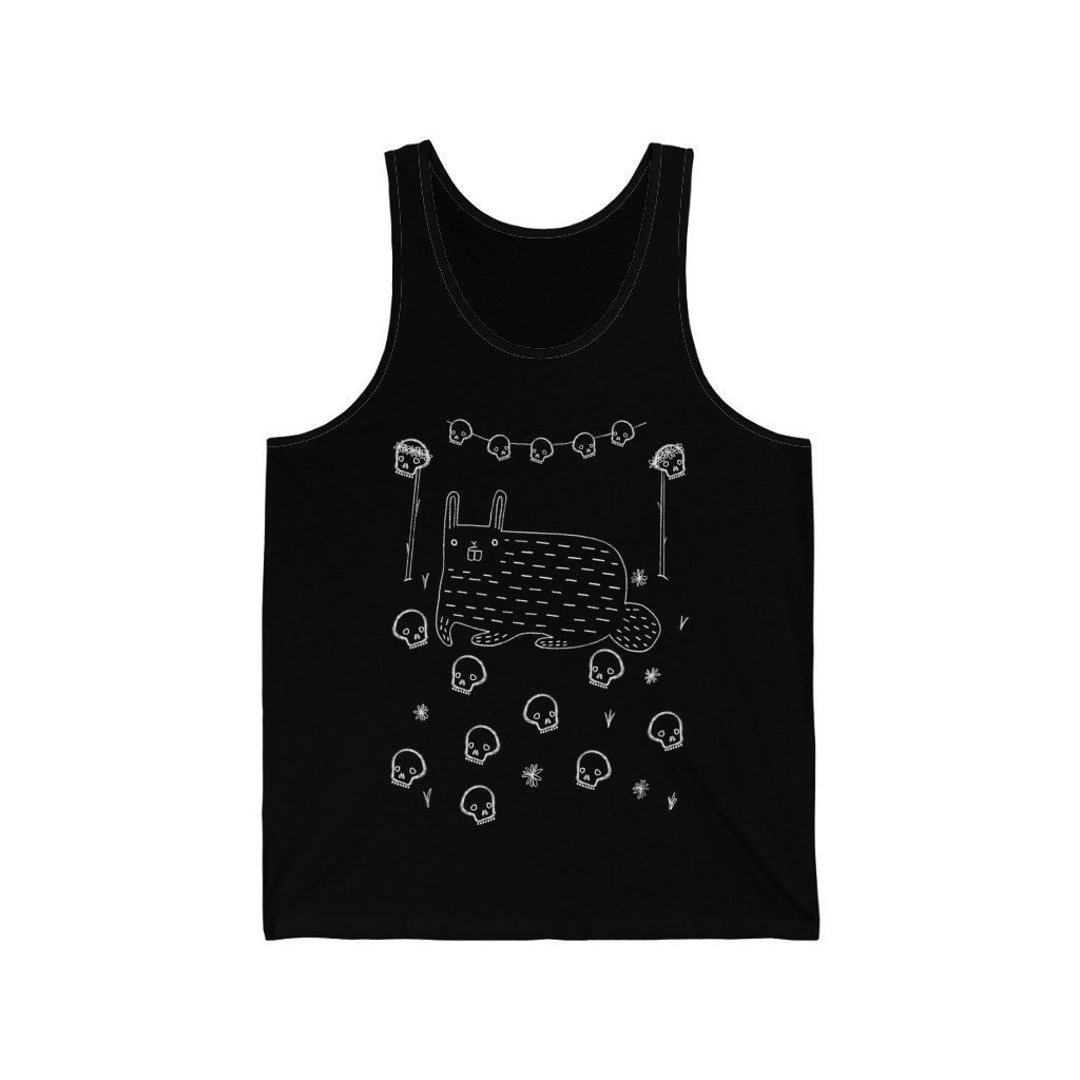 TANK TOP Black Rabbit Skull Folk Art Quirky Creepy Cute Emo Goth ...