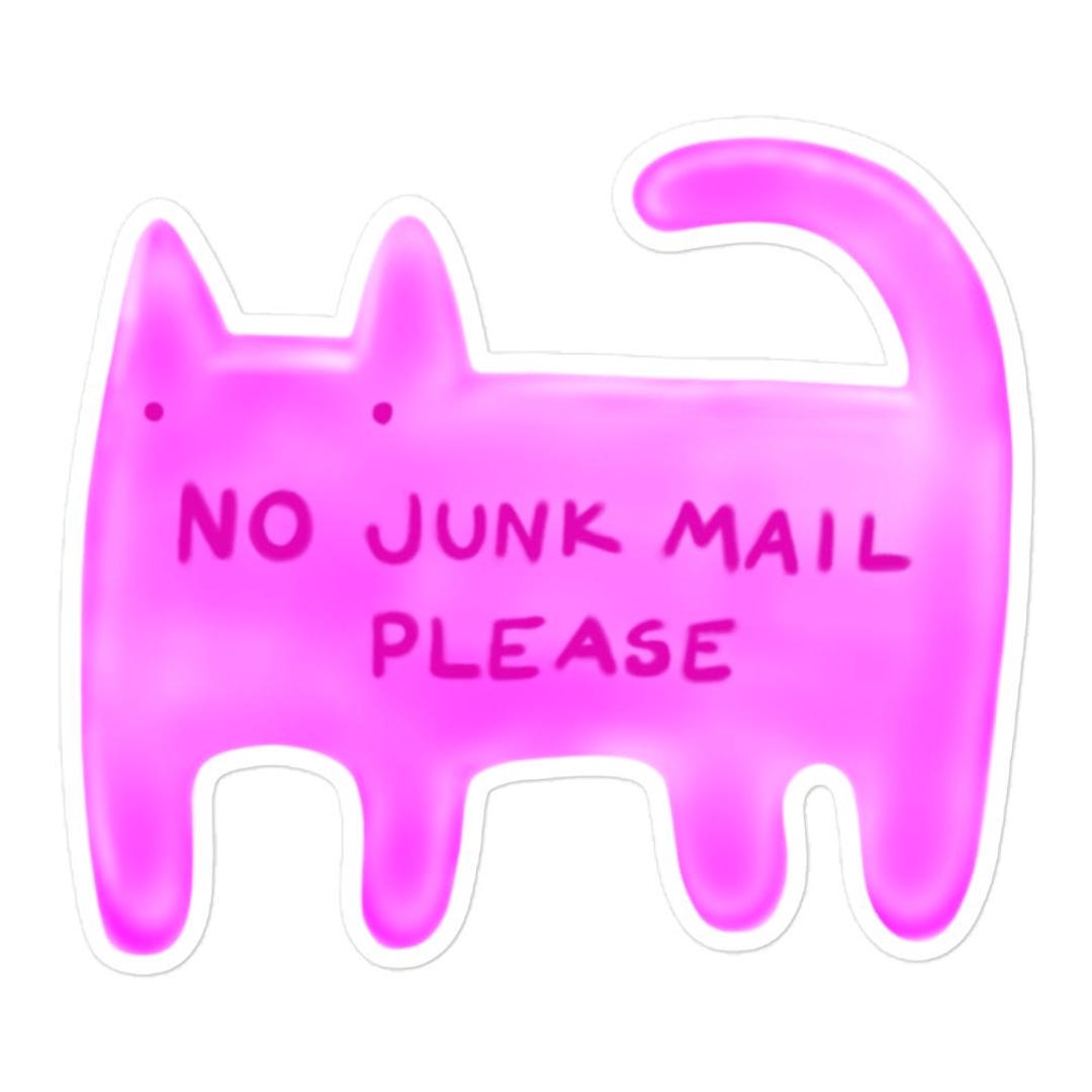 VINYL STICKER No Junk Mail Please Jelly Cat Pink Gummy Candy Mailbox ...