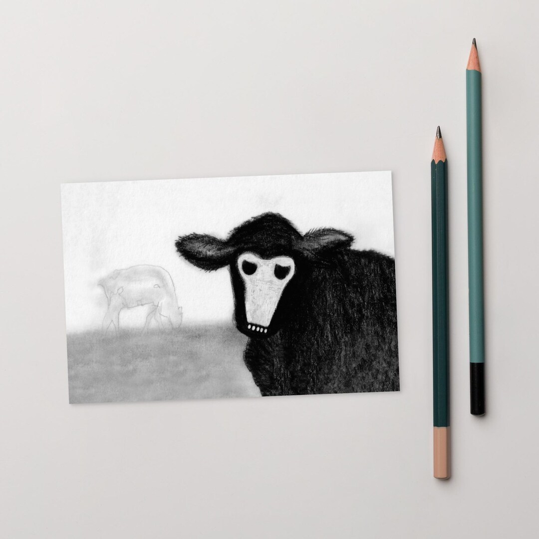 4x6" ART PRINT POSTCARD Skull Cow Cards Goth Birthday Weird Art Gothic ...