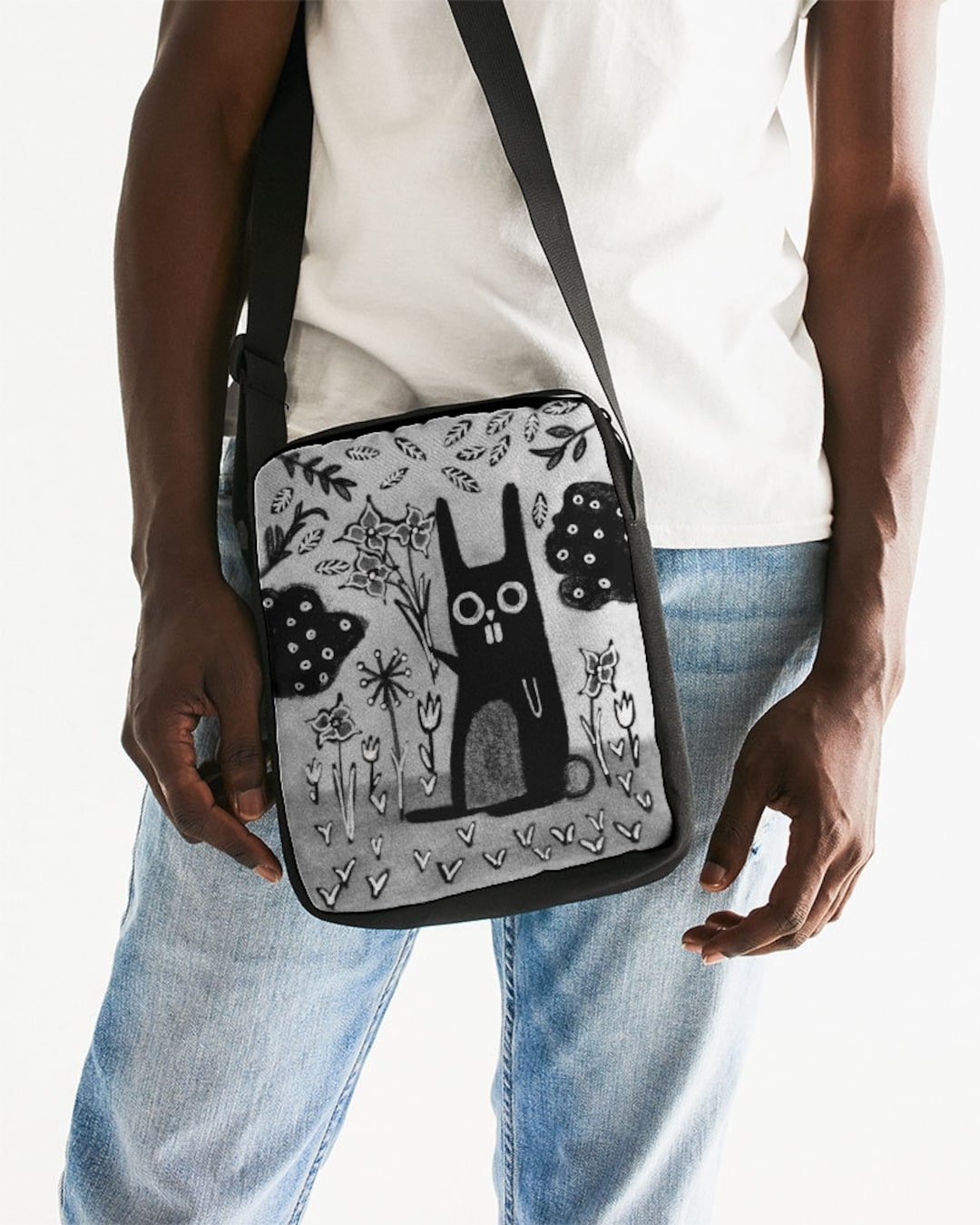 MESSENGER BAG Weird Rabbit Garden Folk Art Bunny Birthday Gift Funny ...