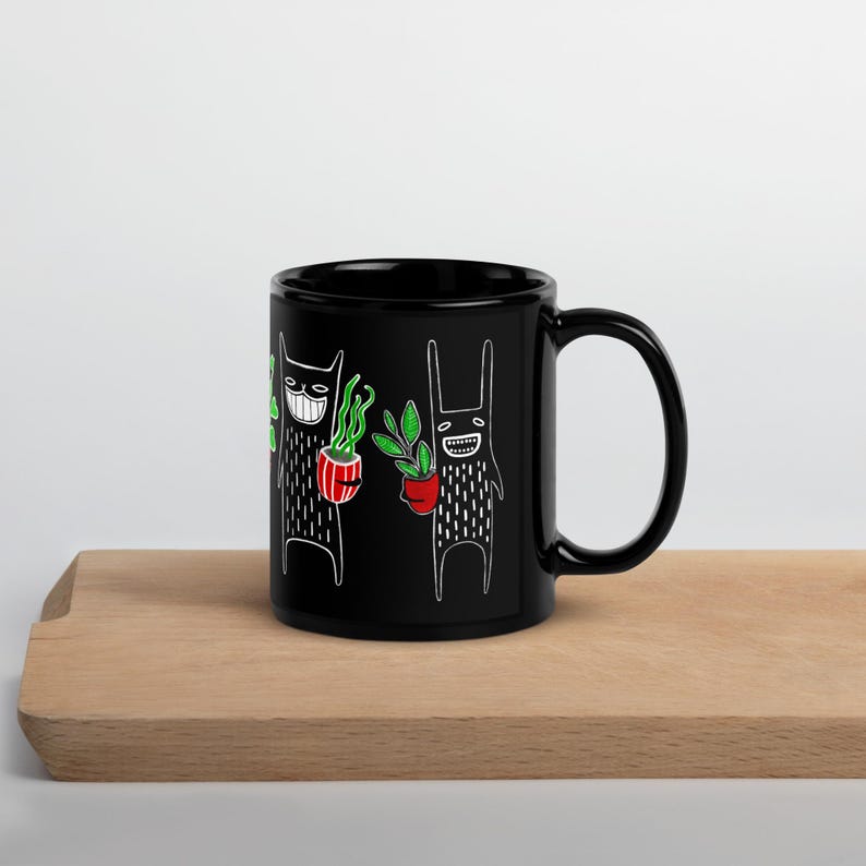 11oz BLACK COFFEE MUG Plant Monster Hoya Plants Houseplants Birthday ...
