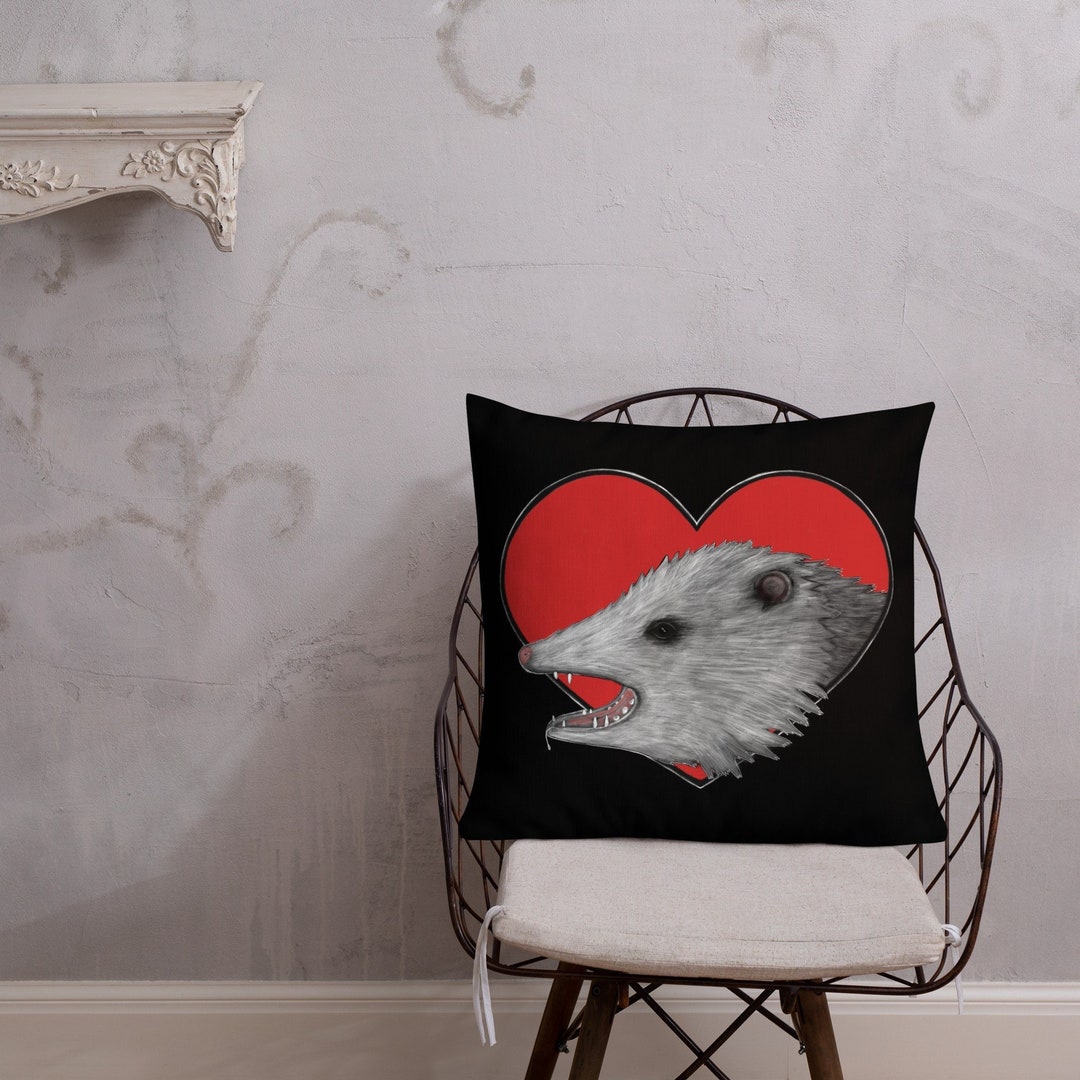 THROW PILLOW 'possum Love Screaming Opossum Dark Academia Folk Art Goth ...