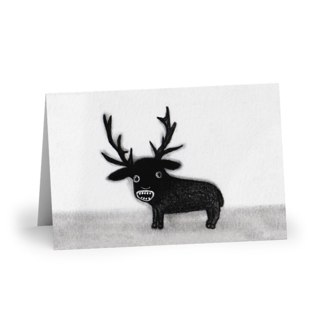GREETING CARD Weird Reindeer Dark Academia Folk Art Goth Birthday ...