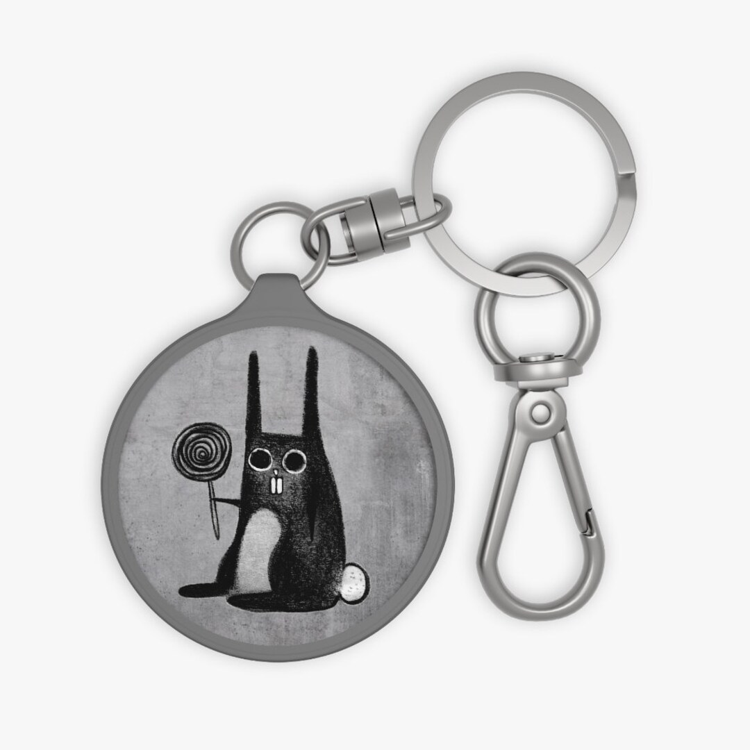 KEYCHAIN Weird Rabbit Key Tag Lollipop Goblincore Folk Art Funny Goth ...