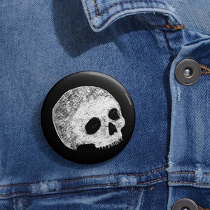PINBACK BUTTON Skull Human Skeleton Buttons Goblincore Gothic Folk Art ...