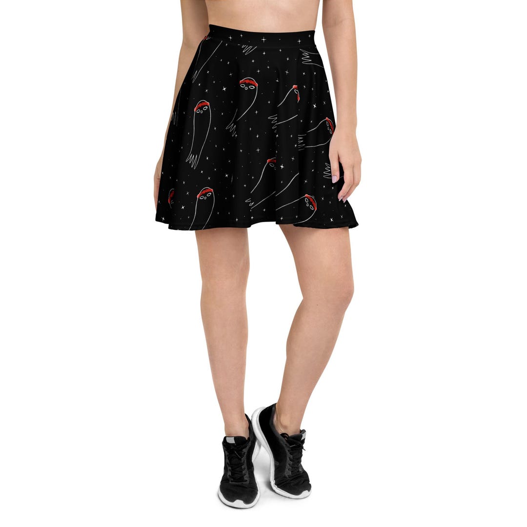 SKATER SKIRT Ghost Folk Art Weird Birthday Gifts Spooky Gothic Creepy ...
