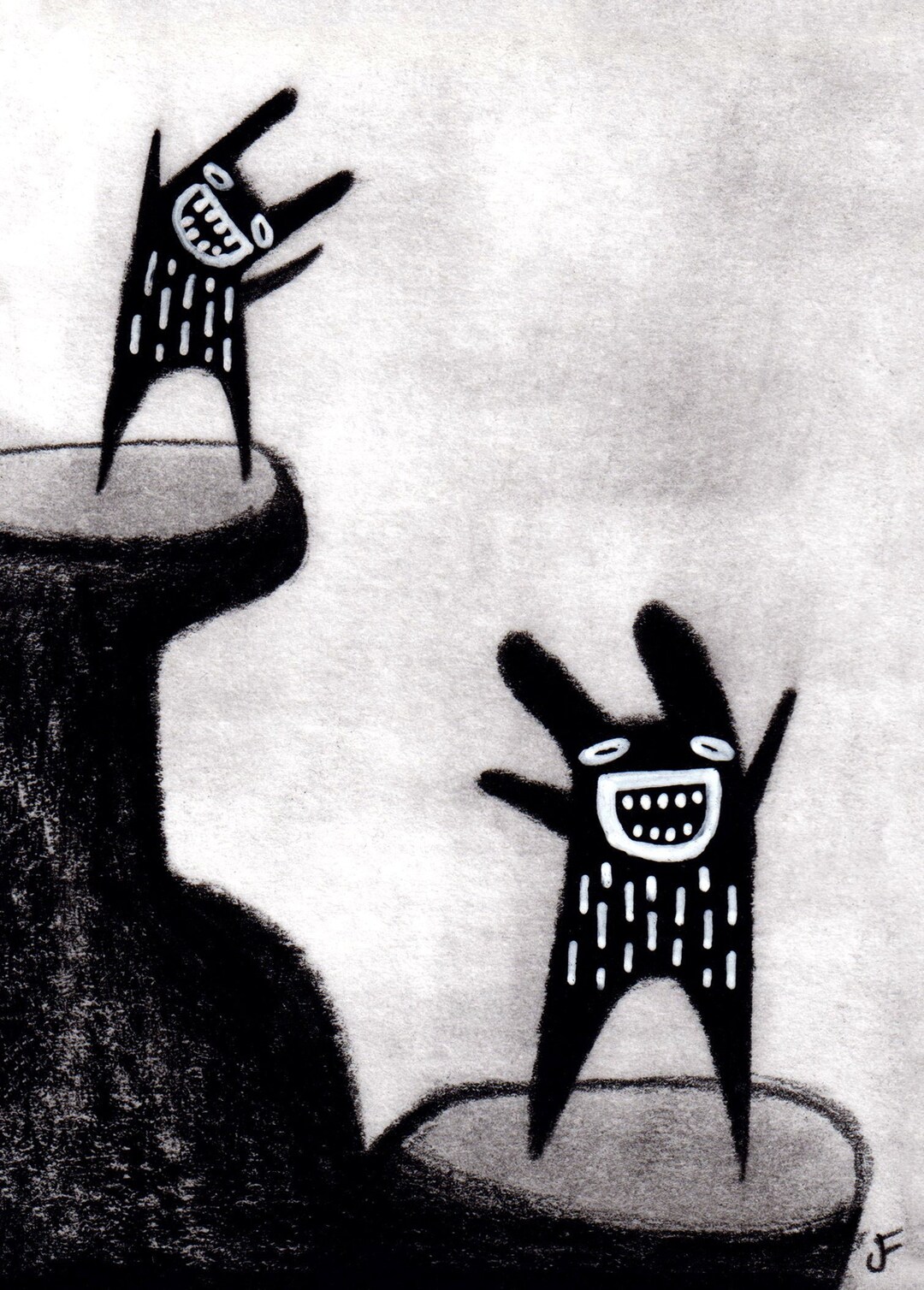 ACEO ART PRINT Rabbit Monster Folk Art Miniature Collectible Card ...