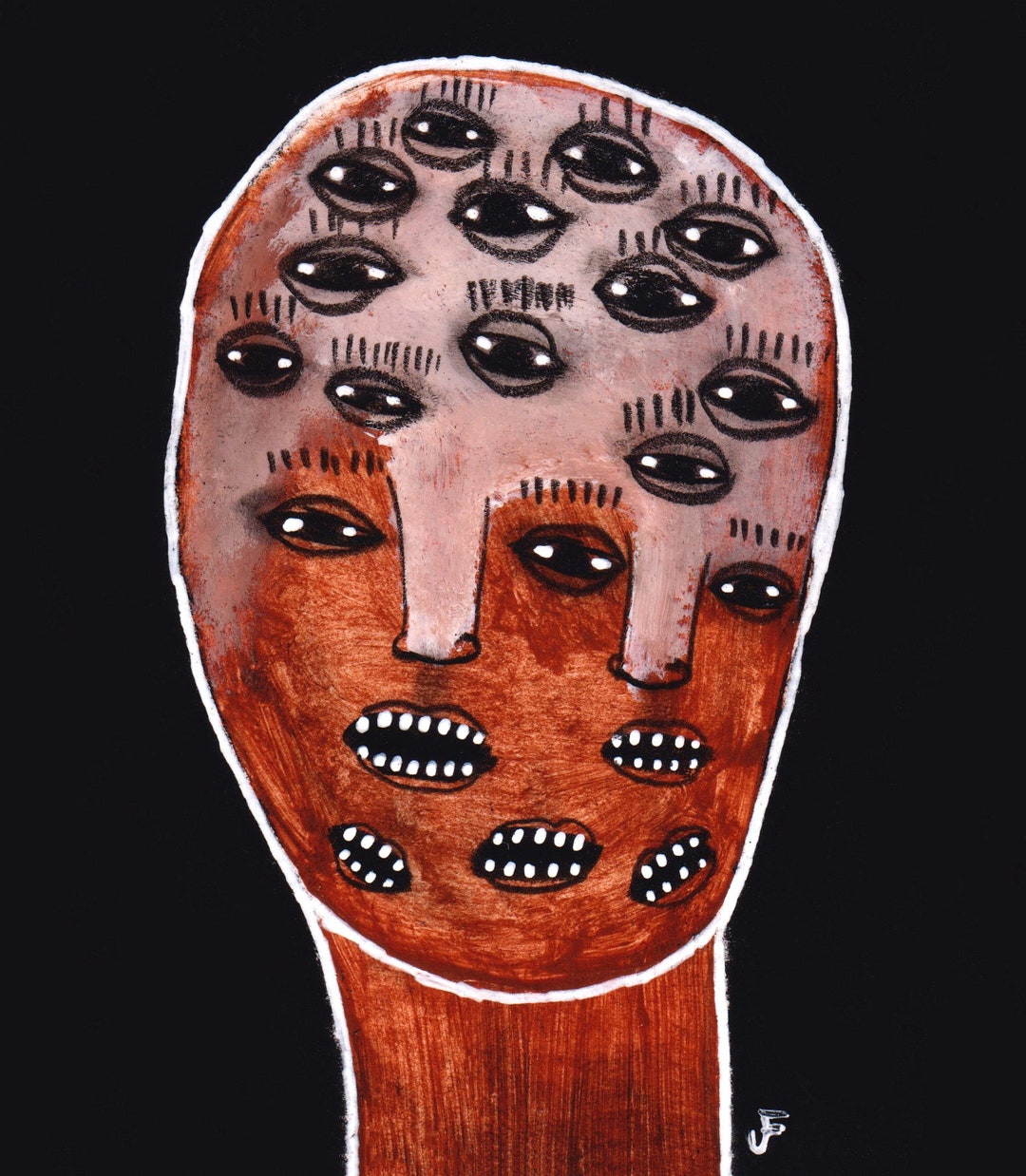 8x10 ART PRINT Monster Folk Art Portrait Painting Creepy - Etsy