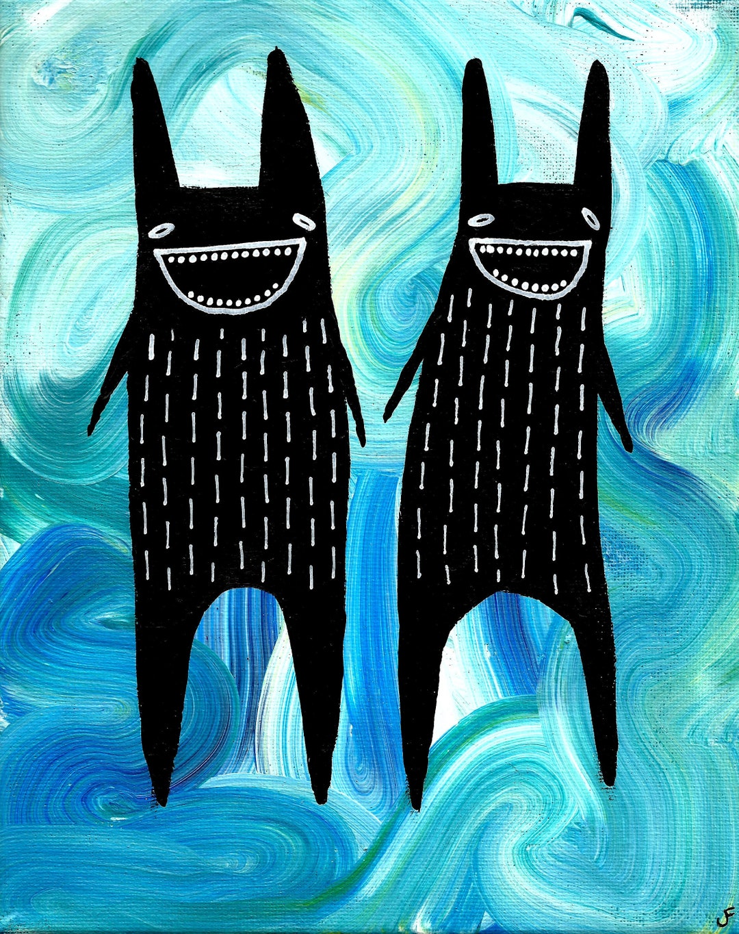 8x10 ART PRINT Conejo Monstruo Arte Popular Pintura Peculiar ...