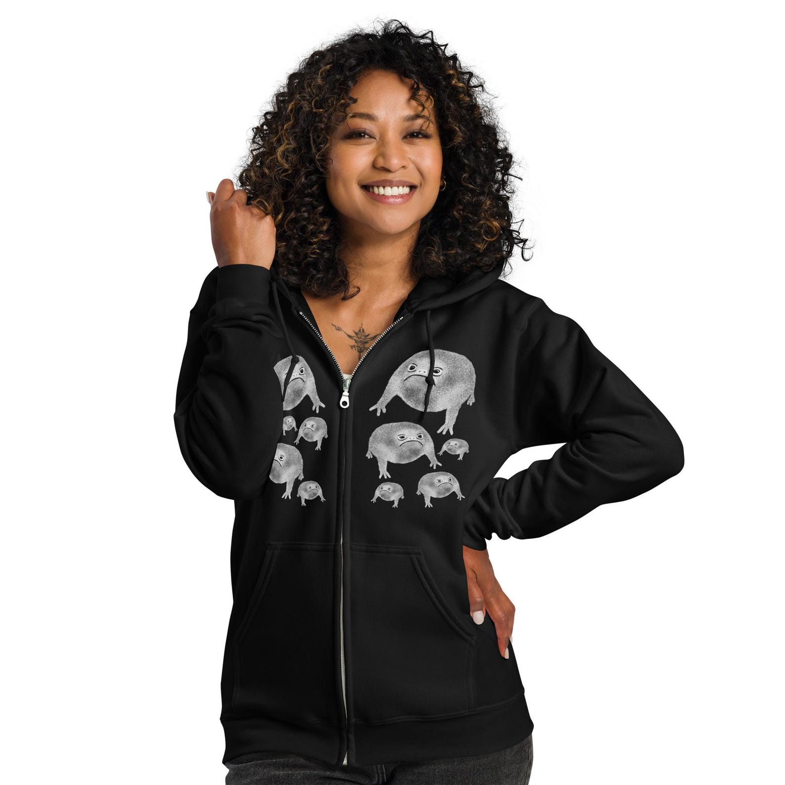 CLASSIC ZIPPER HOODIE Weird Frog Goth Rain Frog Sweater Sweatshirt ...