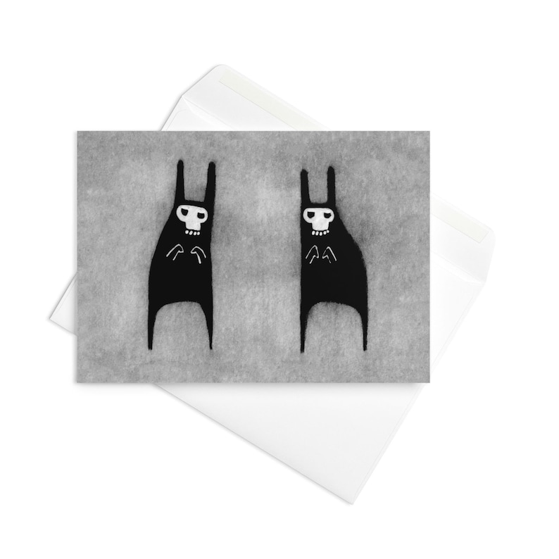 GREETING CARD Skull Rabbit Goth Dark Academia Birthday Card Weird Funny ...