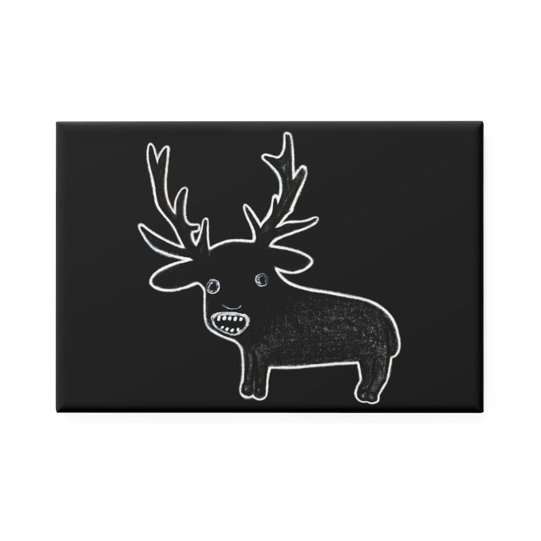 METAL FRIDGE MAGNET Weird Deer Monster Folk Art Housewarming Goth ...